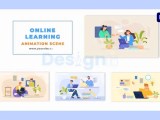 Vector Interactive Remote Learning Animation Scene Images
